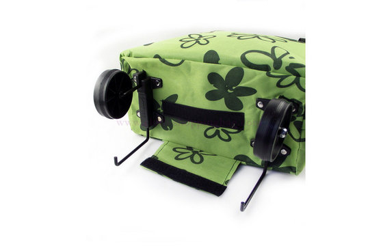 Green Heat printing Paterrned foldable trolley shopping bag folding trolley cart