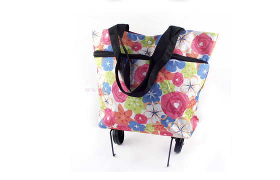 Silk screen printing foldable trolley shopping bag for Shopping mall