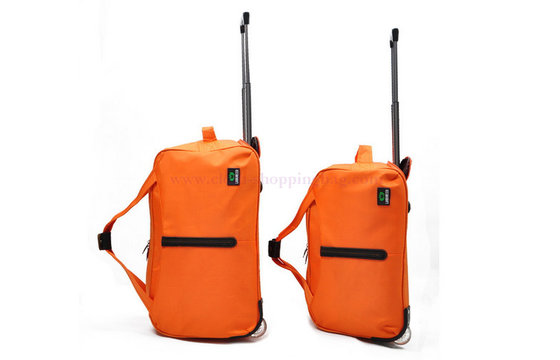 Orange Oxford Fabric Roller Gear Bags , Travel Trolley Duffel Bags For Women