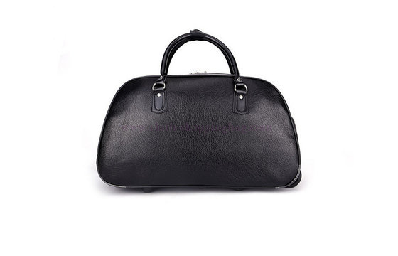 Black PU leather trolley travel bag , businessmen wheeled luggage bags