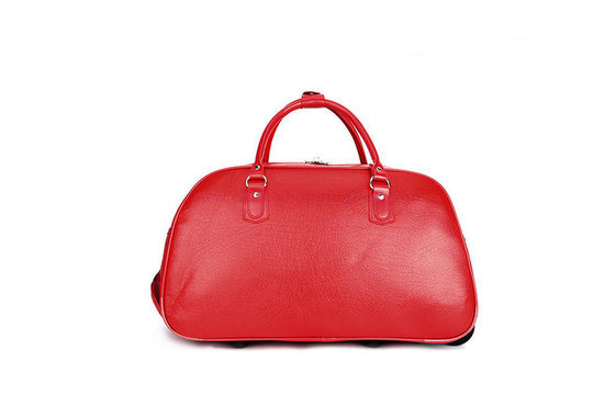 Customized Retractable pull handle red roller gear bag with a zipper