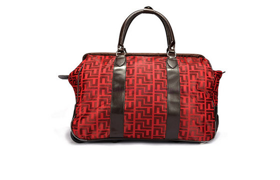Red oxford fabric roller luggage bags / suitcase with pull handle wrapped