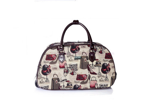 18 inch small Jute roller gear bag with wrapped dual handles / two wheels