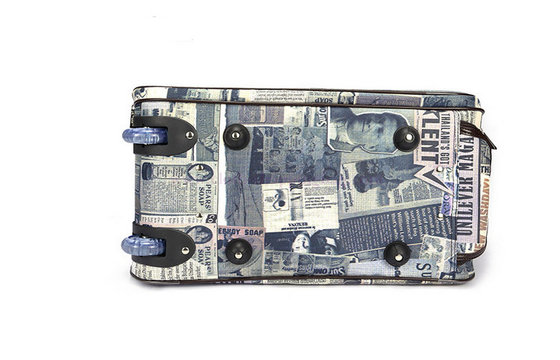 PVC fabric Large trolley travel bag newspaper patterned for business travel