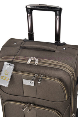 Brown 1680D + 210D liner 32" roller luggage bags , Two expandable wheels