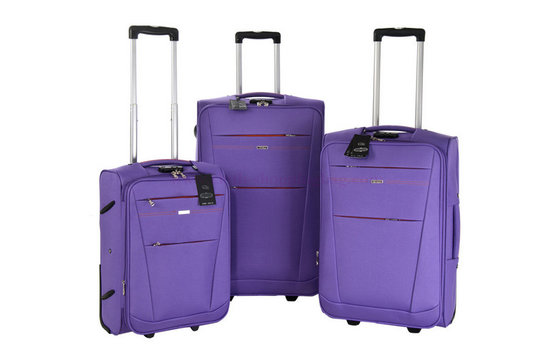 Two external wheels Purple nylon business roller luggage duffel bags 28”