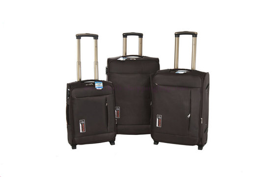Brown nylon material coded lock roller gear bag luggage set with mesh pocket