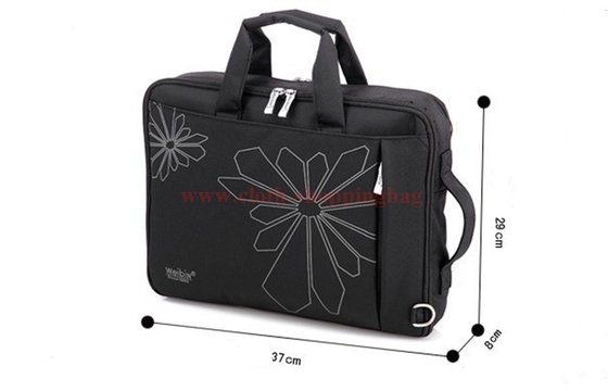 Flower printing nylon laptop shoulder bag with front zipped pocket
