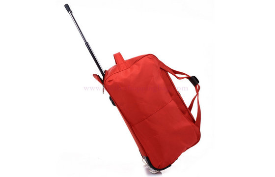 22 inch wheeled red duffel cloth travel Trolley bag with telescoping handle