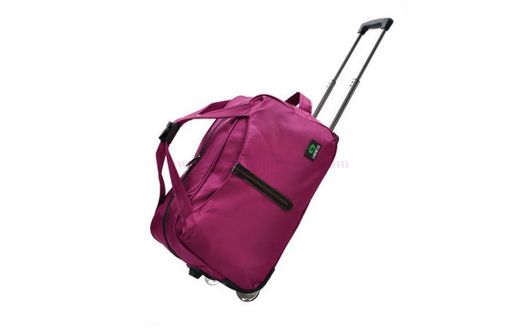 Purple oxford fabric cloth travel bags trolley travel set with plastic wheels