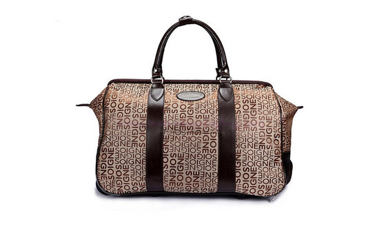 Brown dirty - resistance large internal capacity cloth travel bag with two small wheels