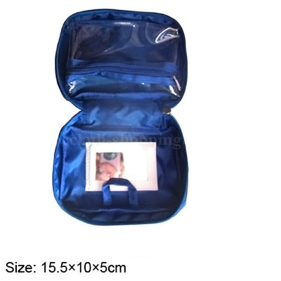 Blue travel wash bag with zipped pocket inside , hanging cosmetic bag