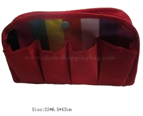 Red lightweight snaps cosmetic pouch for women , promotional cosmetic bag