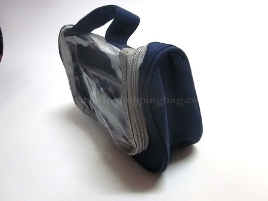 Personalized bule hanging cosmetic bag with zipper for mens