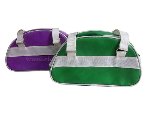 Promotional green travel cosmetic bag makeup organizer with handle