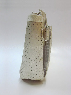 Delicate travel cosmetic handbag with a small mirror inside