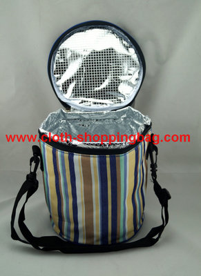 Cylindrical reusable travel cooler shoulder bag with large compartment