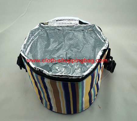 Cylindrical reusable travel cooler shoulder bag with large compartment