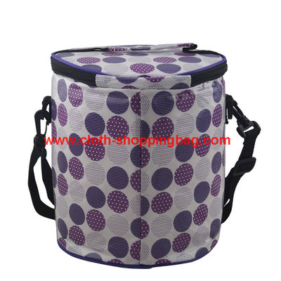 Cylindrical travel cooler bag with cute pattern for keeping sandwich
