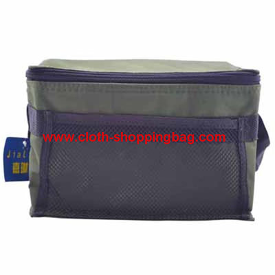 Dark green durable travel can cooler bag  with mesh pocket outside