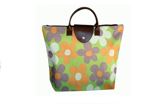 Personalized reuseable foldable shopping bags with zipper and handle