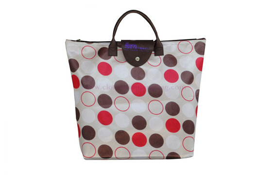 Functional Light weight foldable shopping bags dot pattern with round handle