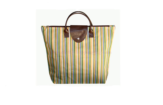 Classical strip waterproof foldable shopping bags for supermarket advertising