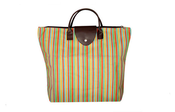 Eco - friendly waterproof foldable shopping bags , PU leather Handle