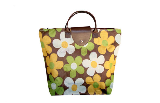 Flower pattern big size foldable shopping bags with buttun closure