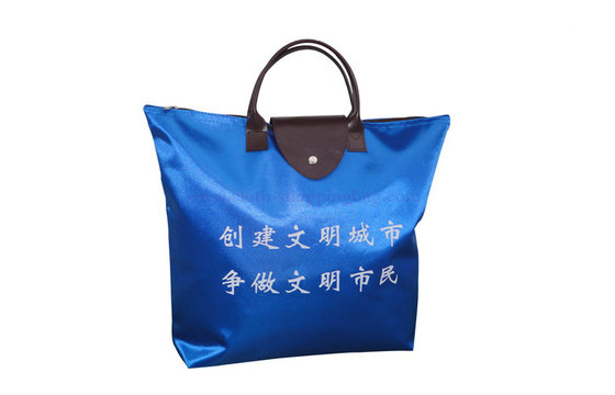 Red lightweight foldable shopping bags with Silk screen printing