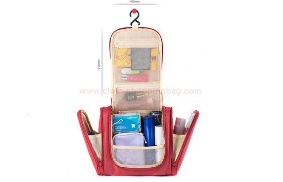 Promotional polyester fabric travel storage  makeup bag with two side pockets