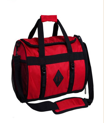 Red water - resistant nylon shoulder sports bag for women / men