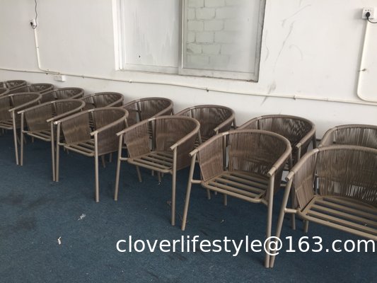 Rope woven chair with powder coating aluminum frame by Clover Lifestyle