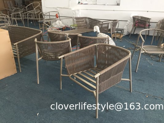 Rope woven chair with powder coating aluminum frame by Clover Lifestyle