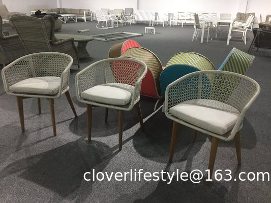 Wicker Chair with Aluminum frame and Teak Wood Legs By Clover Lifestyle