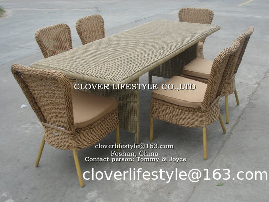 6 +1 wicker dining chair with aluminum frame  for Home. Hotel, Garden and Beach by Clover Lifestyle Outdoor Furniture