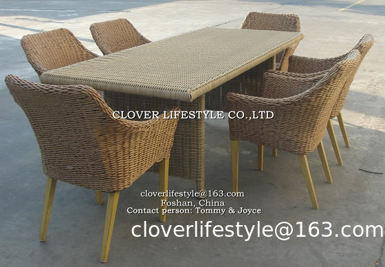 6 +1 wicker dining chair with aluminum frame  for Home. Hotel, Garden and Beach by Clover Lifestyle Outdoor Furniture