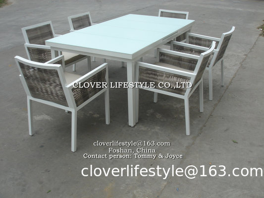 6 +1 rope weaving dining set with aluminum frame for Home. Hotel, Garden and Beach by Clover Lifestyle Outdoor Furniture