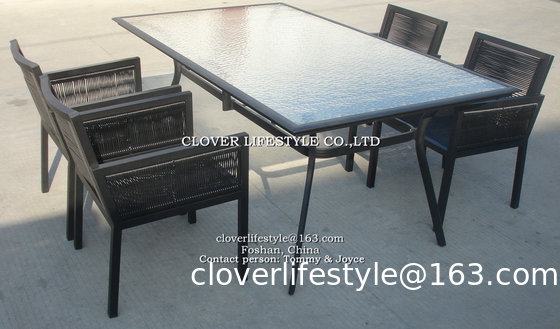 Glass dining table with aluminum frame for Home. Hotel, Garden and Beach by Clover Lifestyle Outdoor Furniture