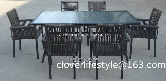 6 +1 rope weaving dining set with aluminum frame for Home. Hotel, Garden and Beach by Clover Lifestyle Outdoor Furniture