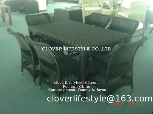 ANNE flat wicker dining set with teak arm for Hotel, Garden and Beach by Clover Lifestyle Outdoor Furniture China