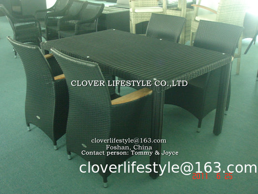 ANNE flat wicker with teak arm DINING SET for Hotel, Garden and Beach by Clover Lifestyle Outdoor Furniture China
