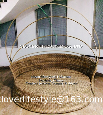 CK0336L Flat wicker ROUND SUN BED for Hotel, Garden and Beach by Clover Lifestyle Outdoor Furniture China