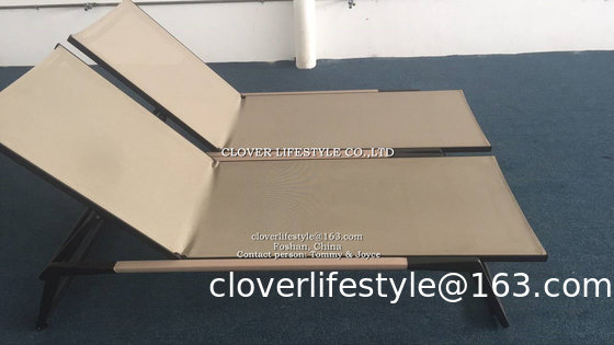 Textilene with leather arm and wheel sun lounger for Hotel, Garden and Beach by Clover Lifestyle Outdoor Furniture China