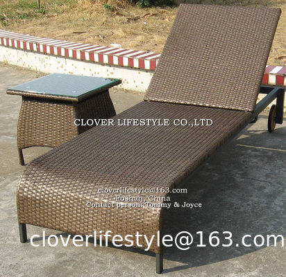 Flat wicker or textilene sun lounger for Hotel, Garden and Beach by Clover Lifestyle Outdoor Furniture China