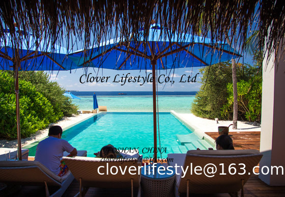 Flat wicker Sun bed flexible ottoman with table for Hotel, Garden and Beach by Clover Lifestyle Outdoor Furniture China