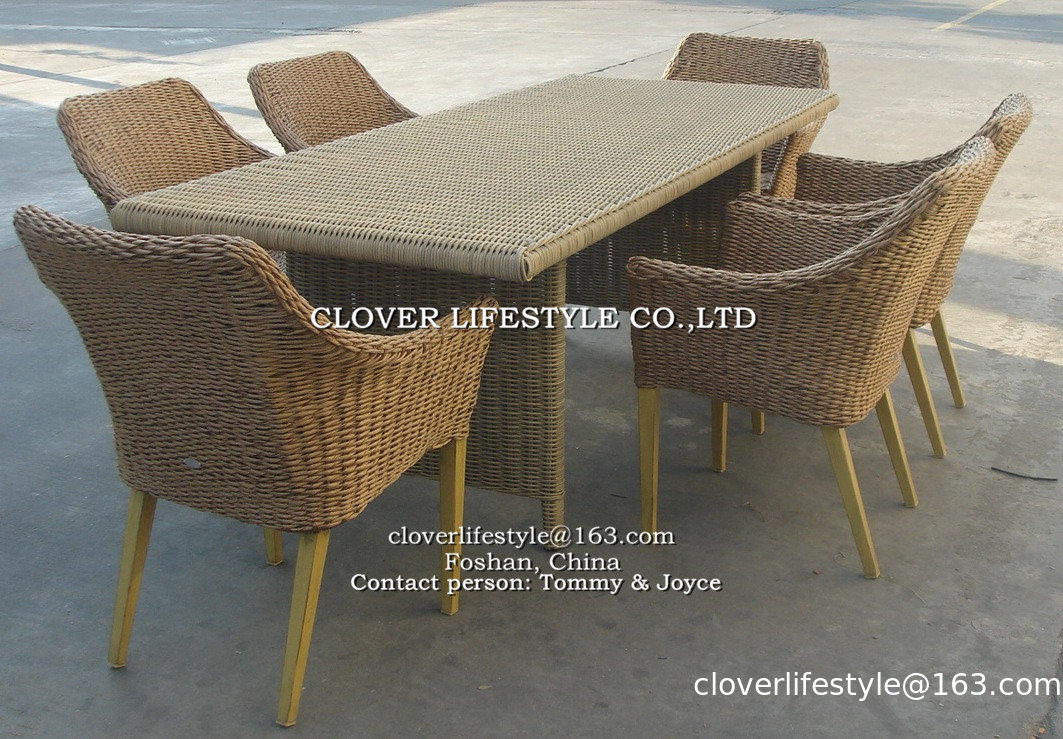 6 +1 wicker dining chair with aluminum frame  for Home. Hotel, Garden and Beach by Clover Lifestyle Outdoor Furniture