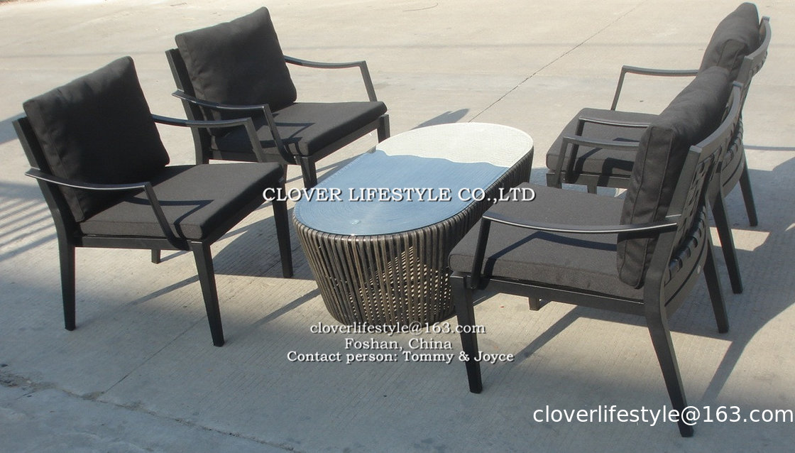 4 +1rope round coffee table  with aluminum frame for Home. Hotel, Garden and Beach by Clover Lifestyle Outdoor Furniture
