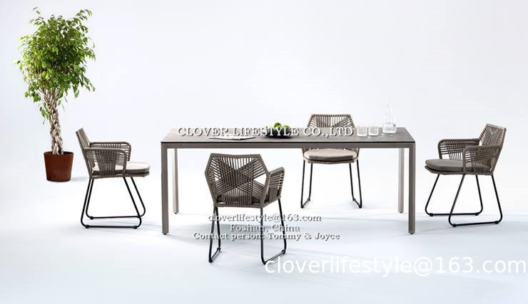 Thin rope dining set with aluminum frame for Home.Hotel, Garden and Beach by Clover Lifestyle Outdoor Furniture Leisure
