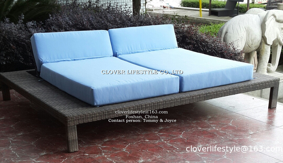 Wicker Double Sun bed flexible for Hotel, Garden and Beach by Clover Lifestyle Outdoor Furniture China